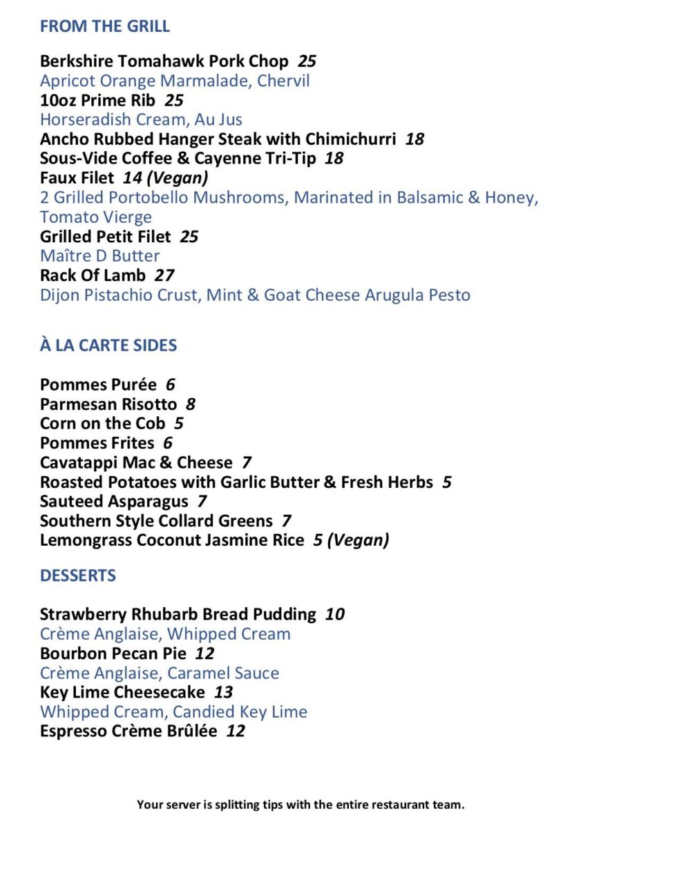 Food Menu - Downtown Columbus Indiana Restaurant Catering Columbus Indiana