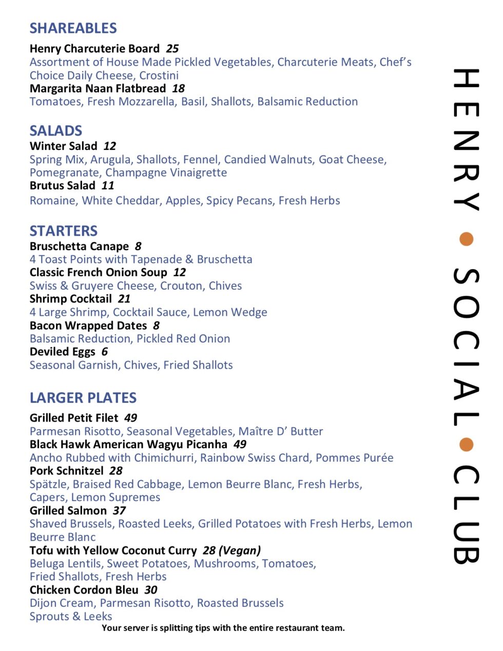 Food Menu - Downtown Columbus Indiana Restaurant Catering Columbus Indiana